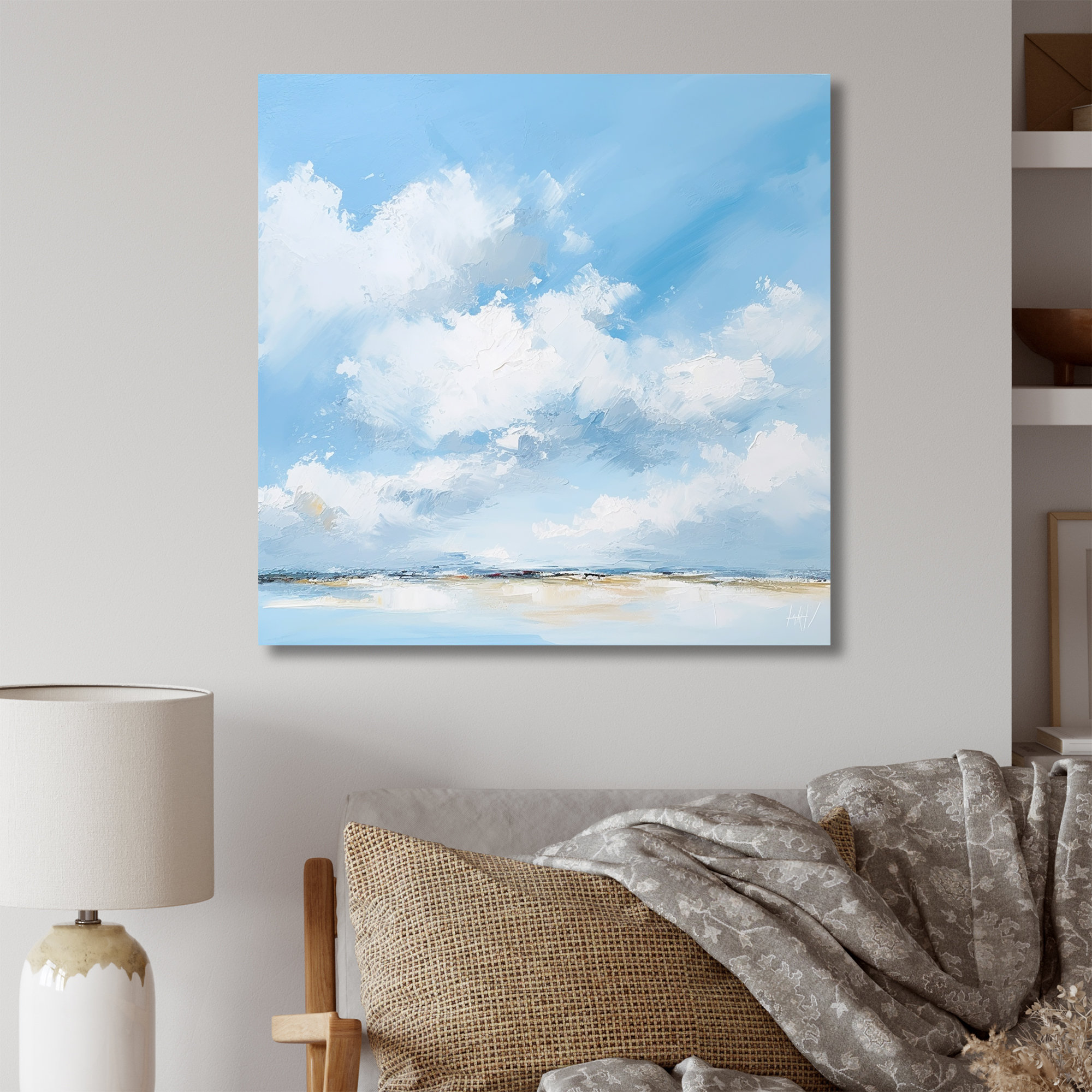 Design Art Minimalist Horizon Cloud Drift On Canvas Print | Wayfair